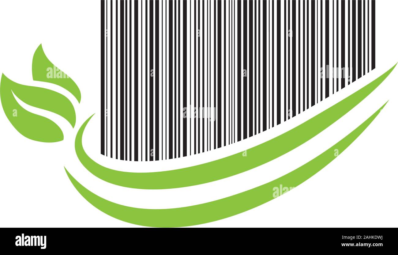 bar code and green leaves Stock Vector Image & Art - Alamy