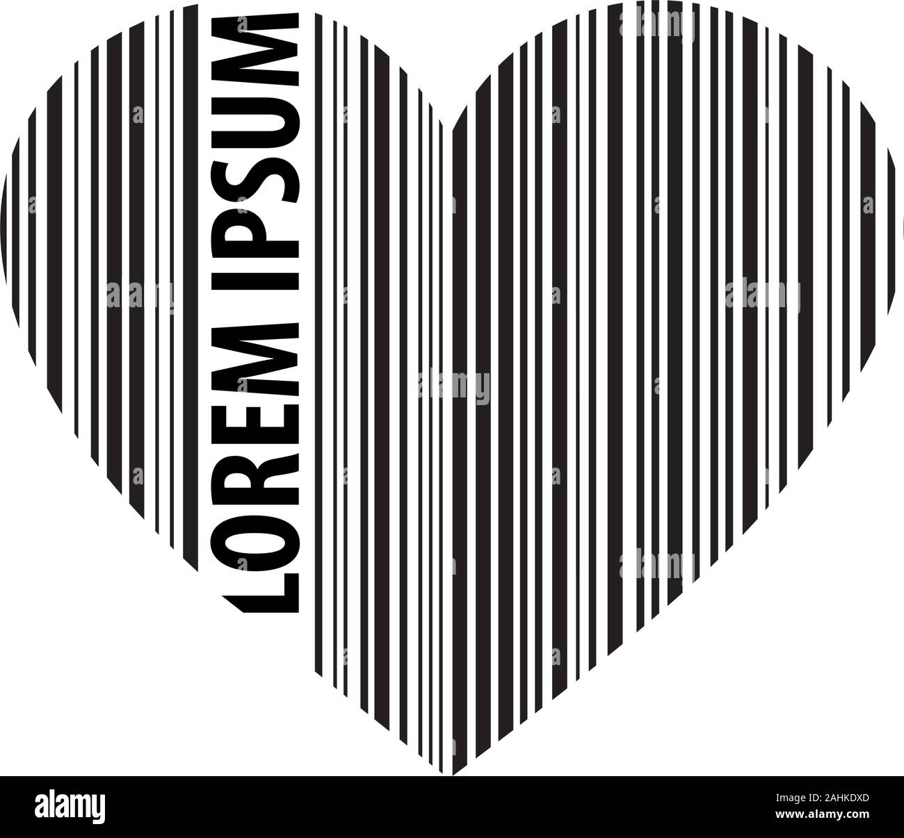 black and white striped heart with text love code Stock Vector Image ...