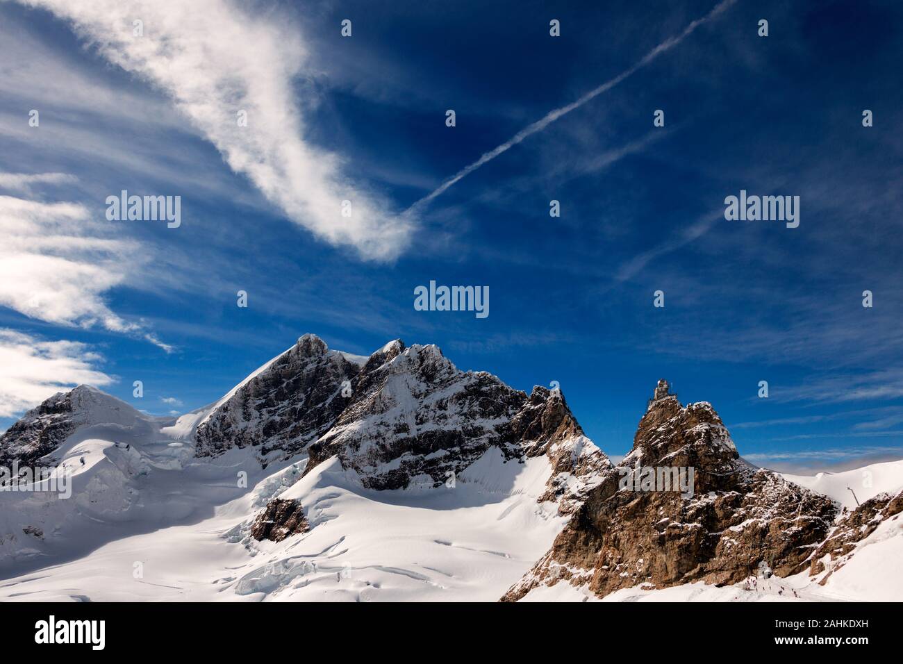 Mountain winter landscape in Switzerland, The Sphinx Observatory ...