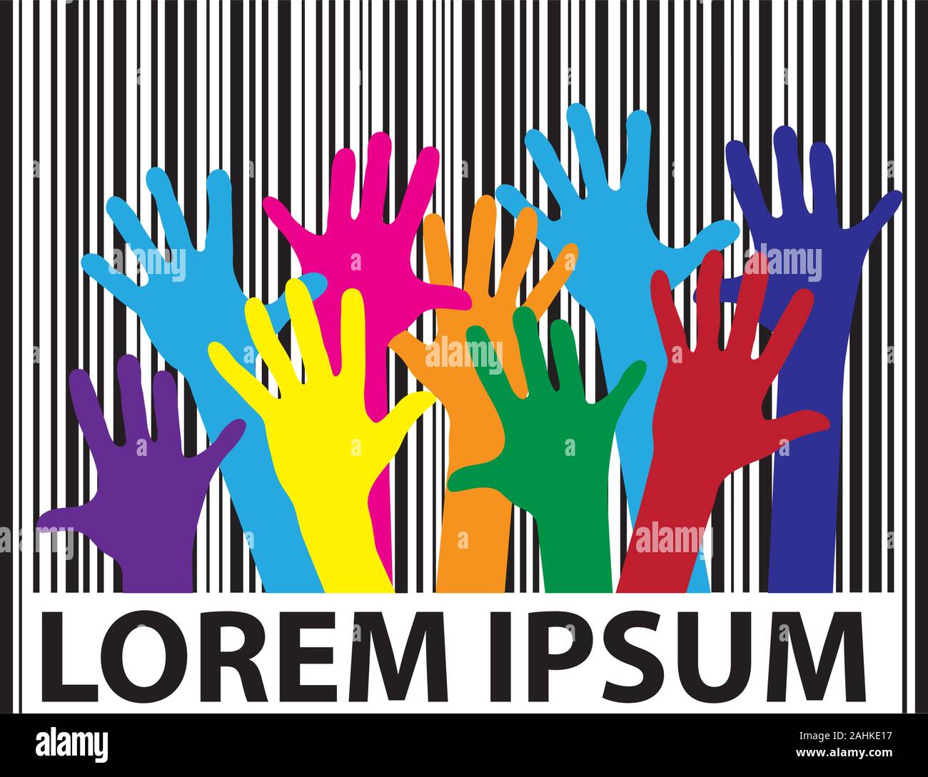 colorful hands as a part of bar code Stock Vector Image & Art - Alamy