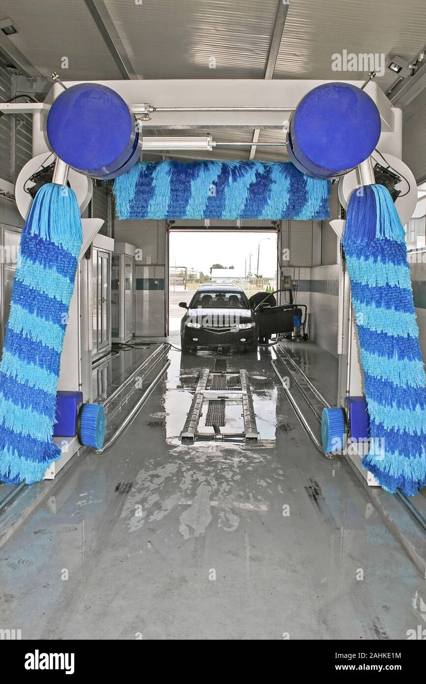 Car wash service interior view at work Stock Photo - Alamy