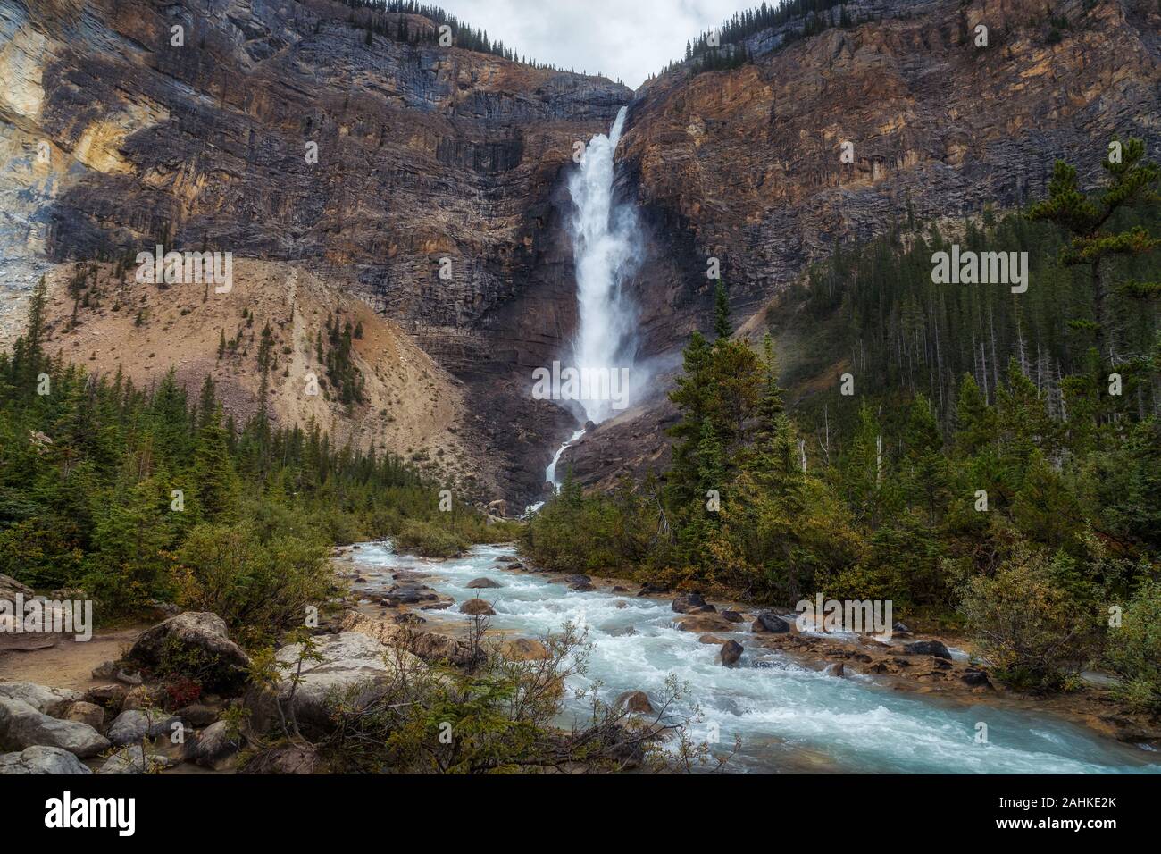 Dramatic vista of Takakkaw Falls, the second tallest waterfall in ...