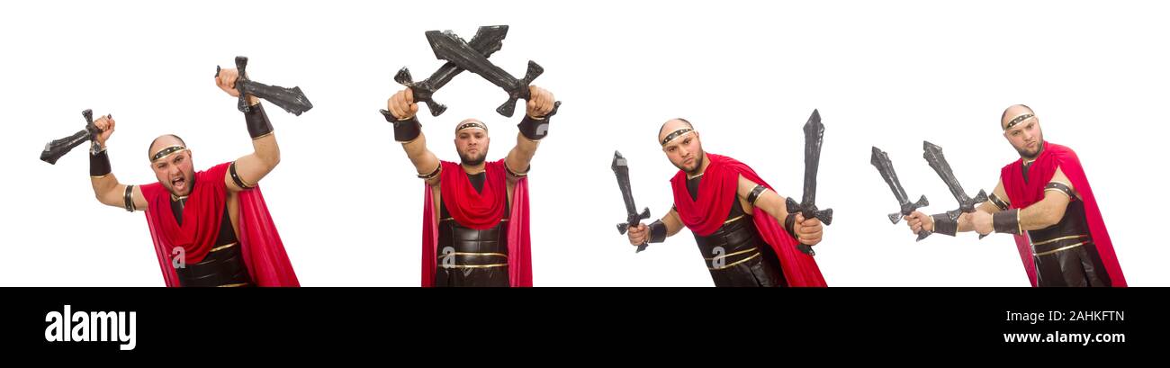 The gladiator isolated on white background Stock Photo - Alamy