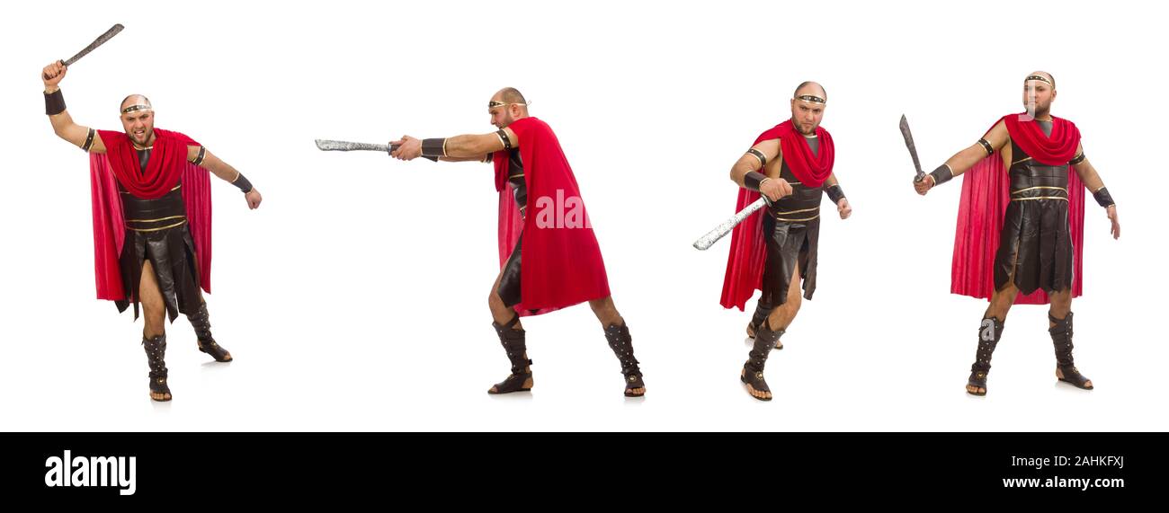The gladiator isolated on white background Stock Photo - Alamy