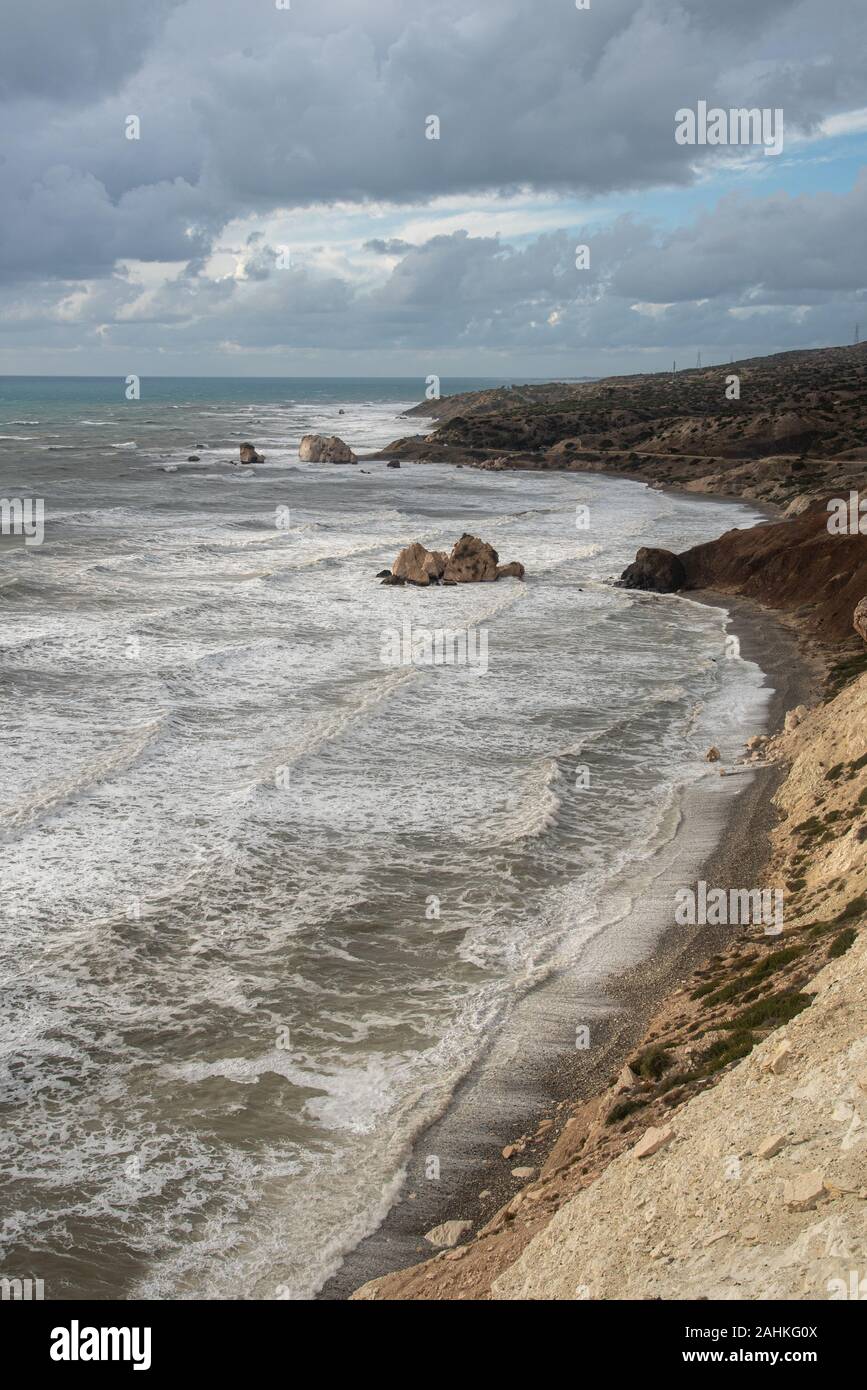 Seascape with windy waves during stormy weather and seastorm at the ...