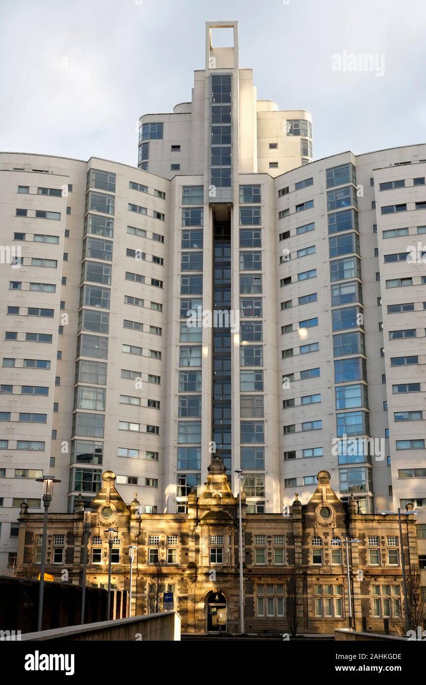 The Altolusso residential tower block in Cardiff city centre Wales UK ...