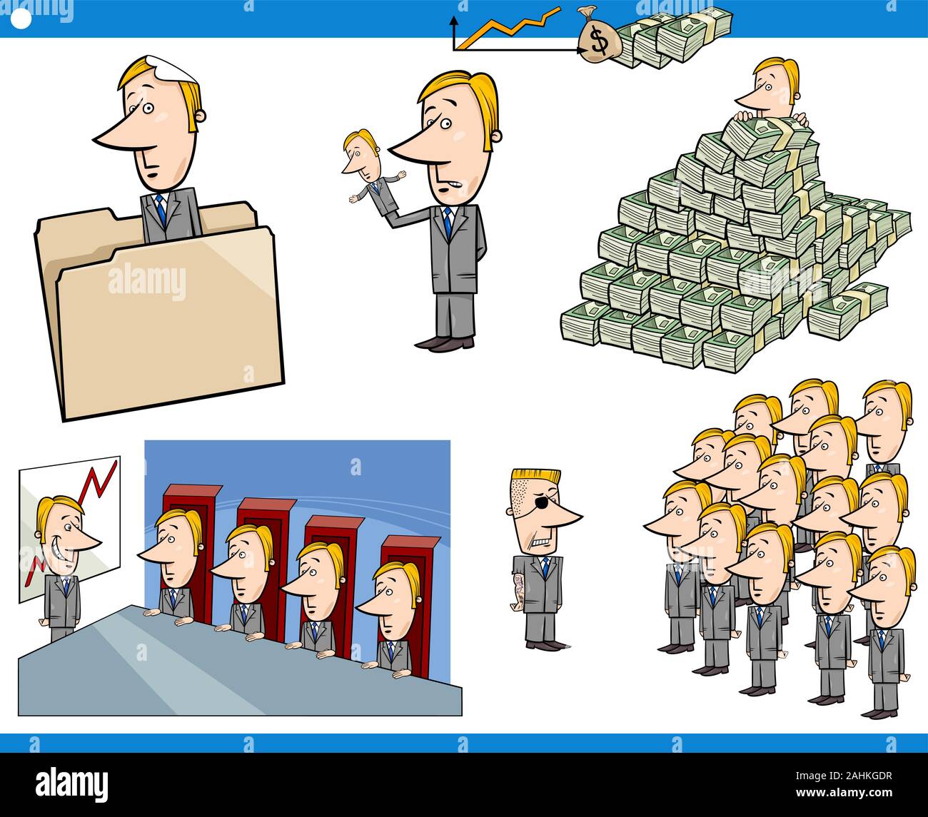 Cartoon Illustration of Business Concepts with Funny Businessman ...