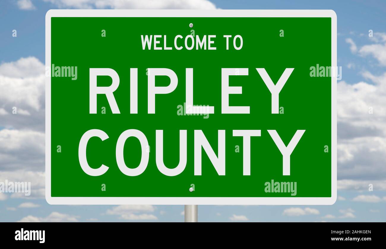 Rendering of a green 3d highway sign for Ripley County Stock Photo - Alamy