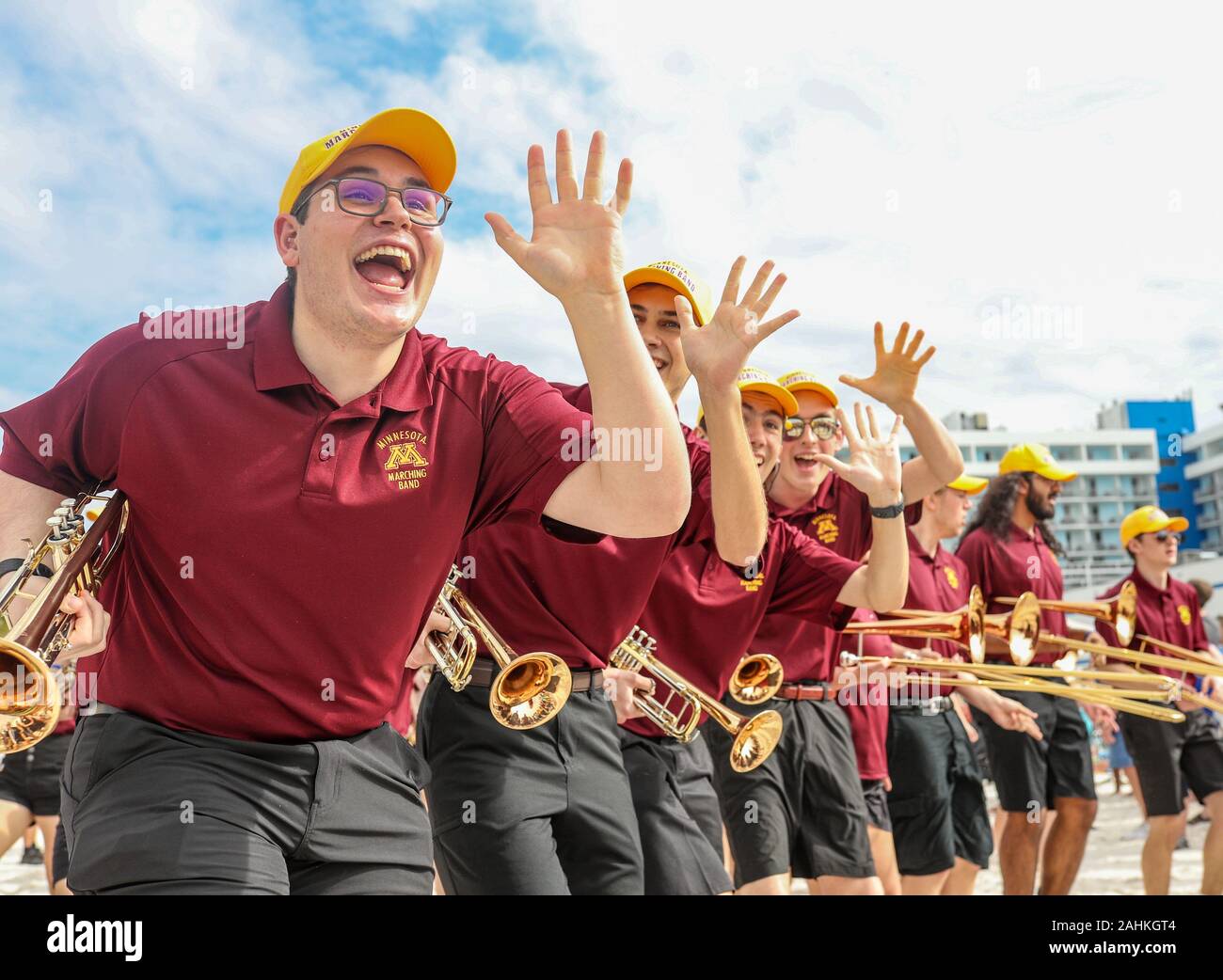 December 30, 2019: Members of the Minnesota marching band march along ...
