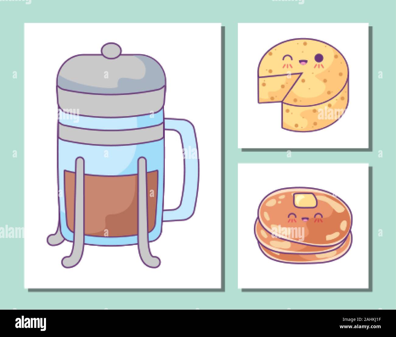 cartoons icon set design, Breakfast food meal fresh product natural ...