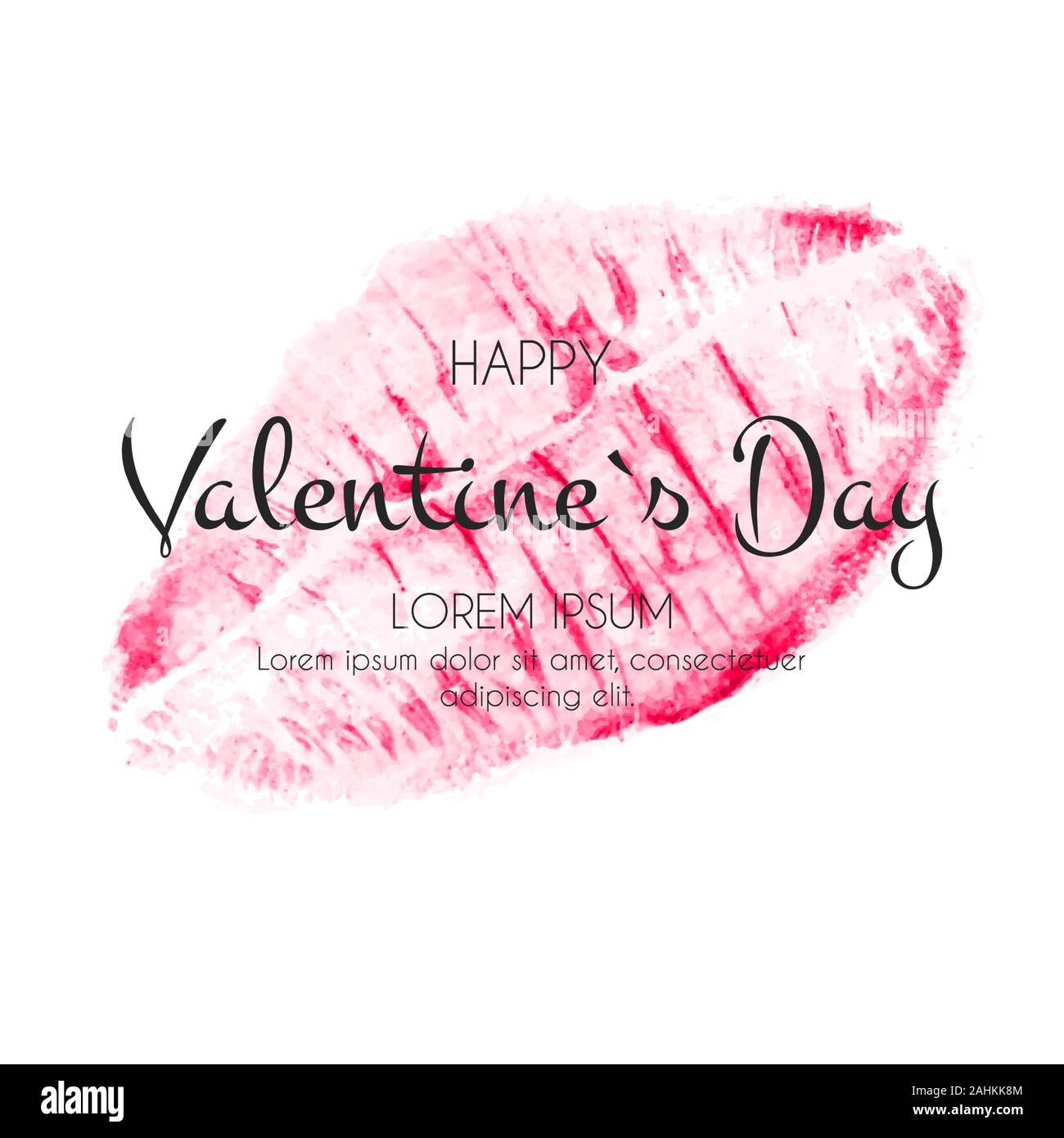 Happy Valentines Day Card Lips. Vector Illustration Stock Vector Image ...