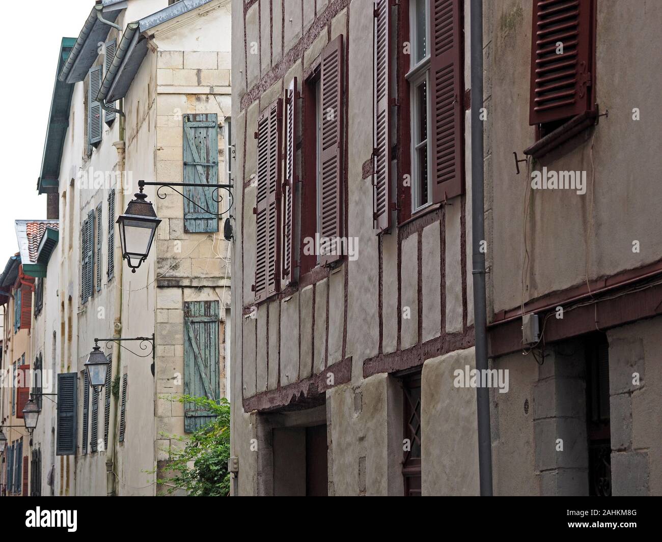 vernacular buildings in the streets of the city of Bayonne, with ...