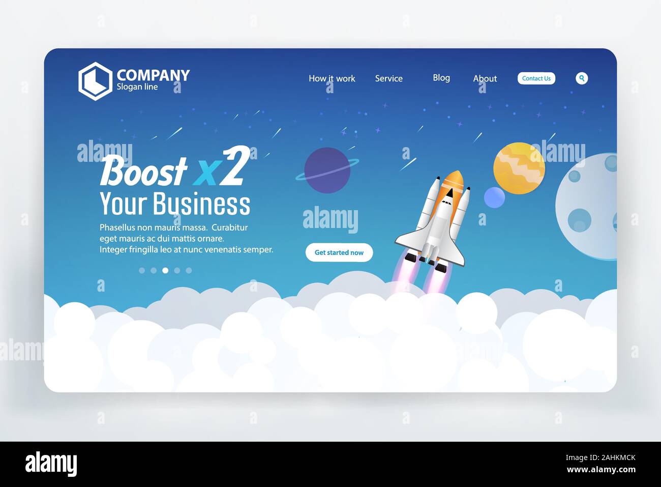 Boost Business Website Landing Page Vector Template Design Concept ...