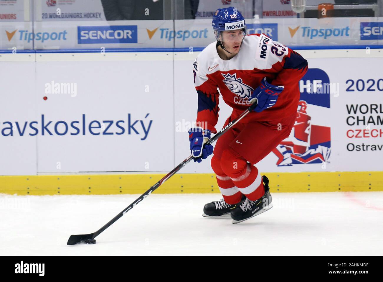 Simon Kubicek (CZE) in action during the 2020 IIHF World Junior Ice Hockey Championships Group B ...