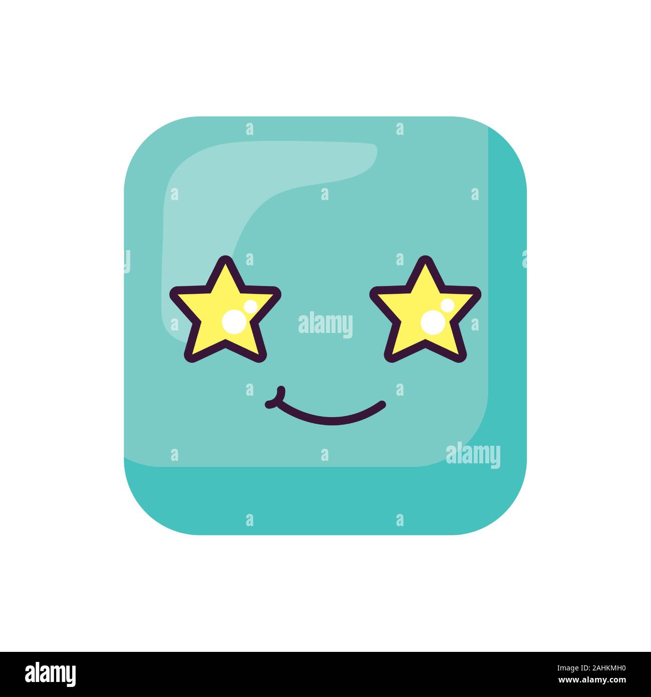 happy square cartoon design, Kawaii expression cute character funny and ...