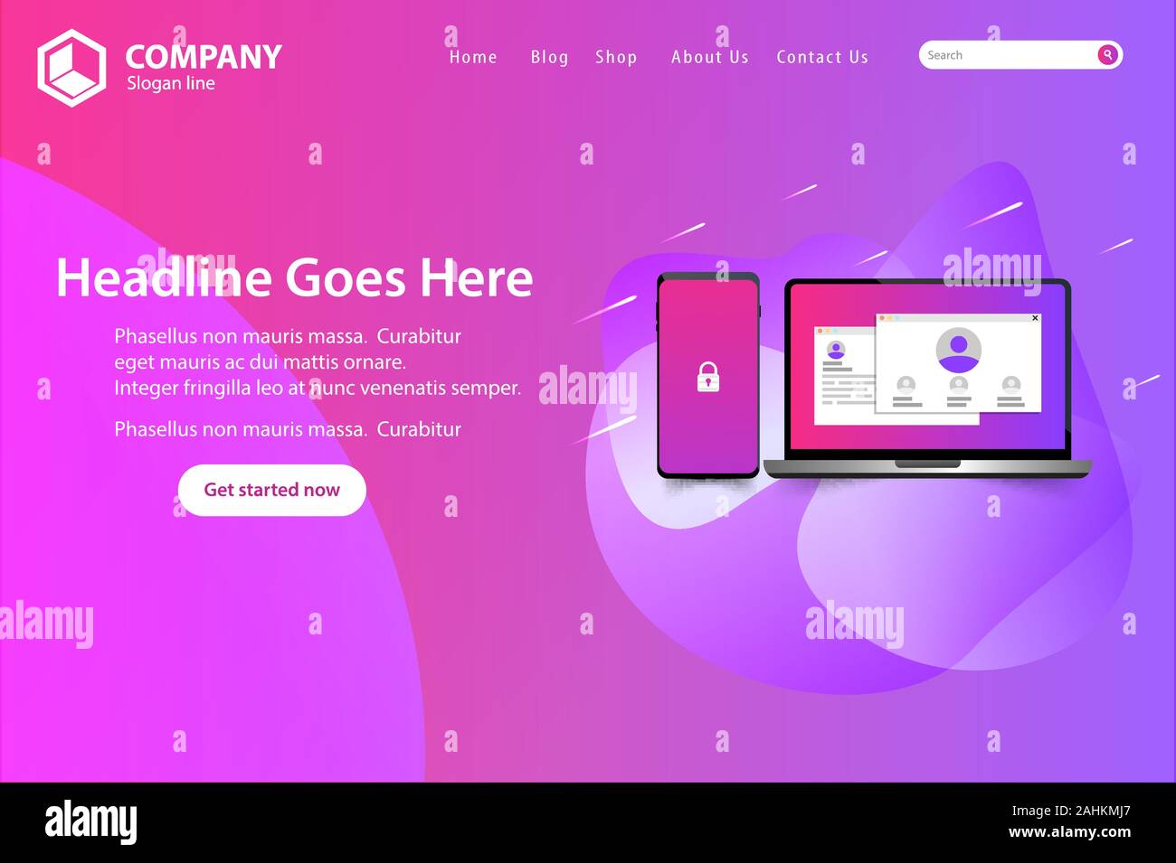 New Trendy Website Landing Page vector theme template design Stock Vector Image & Art - Alamy