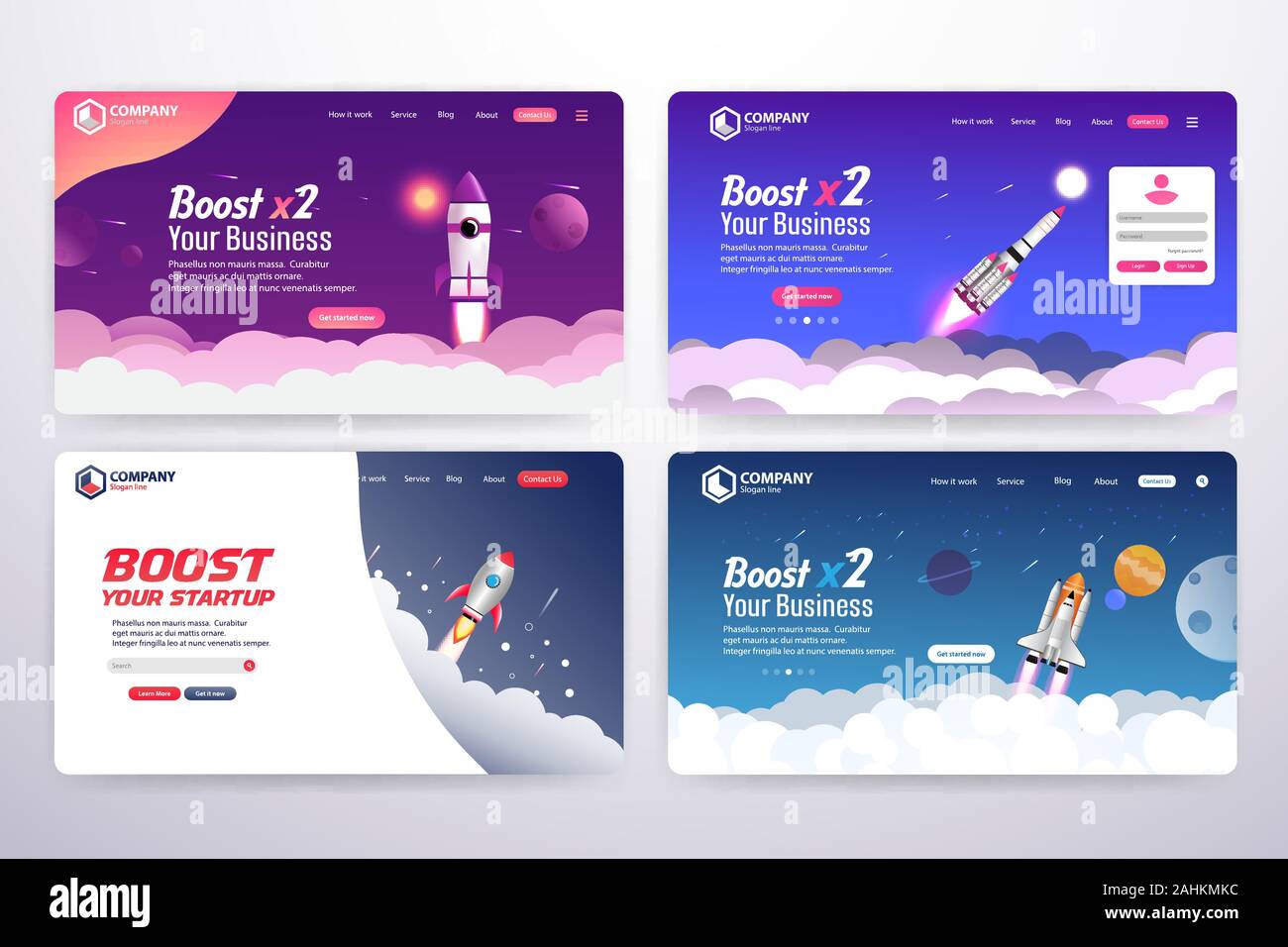 Collection of Boost Business Website Landing Page Vector Template ...