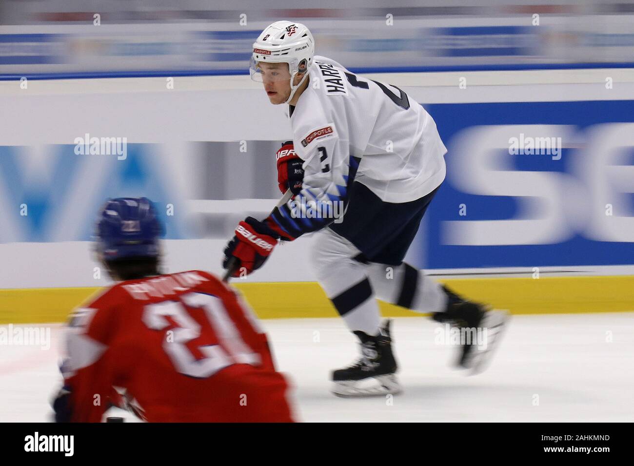 Jordan Harris (USA) in action during the 2020 IIHF World Junior Ice ...