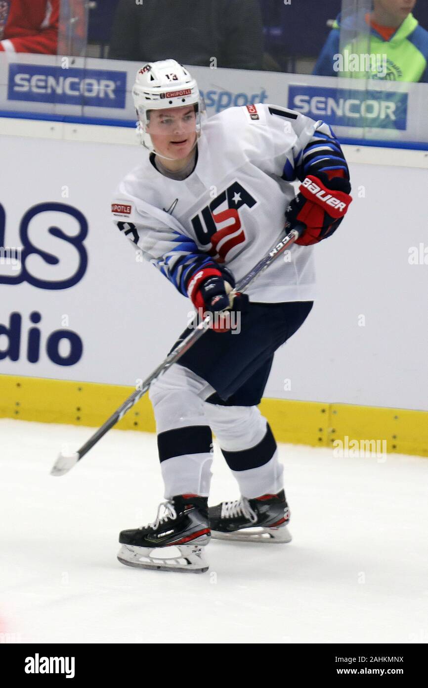 Cole Caufield (USA) in action during the 2020 IIHF World Junior Ice Hockey Championships Group B ...