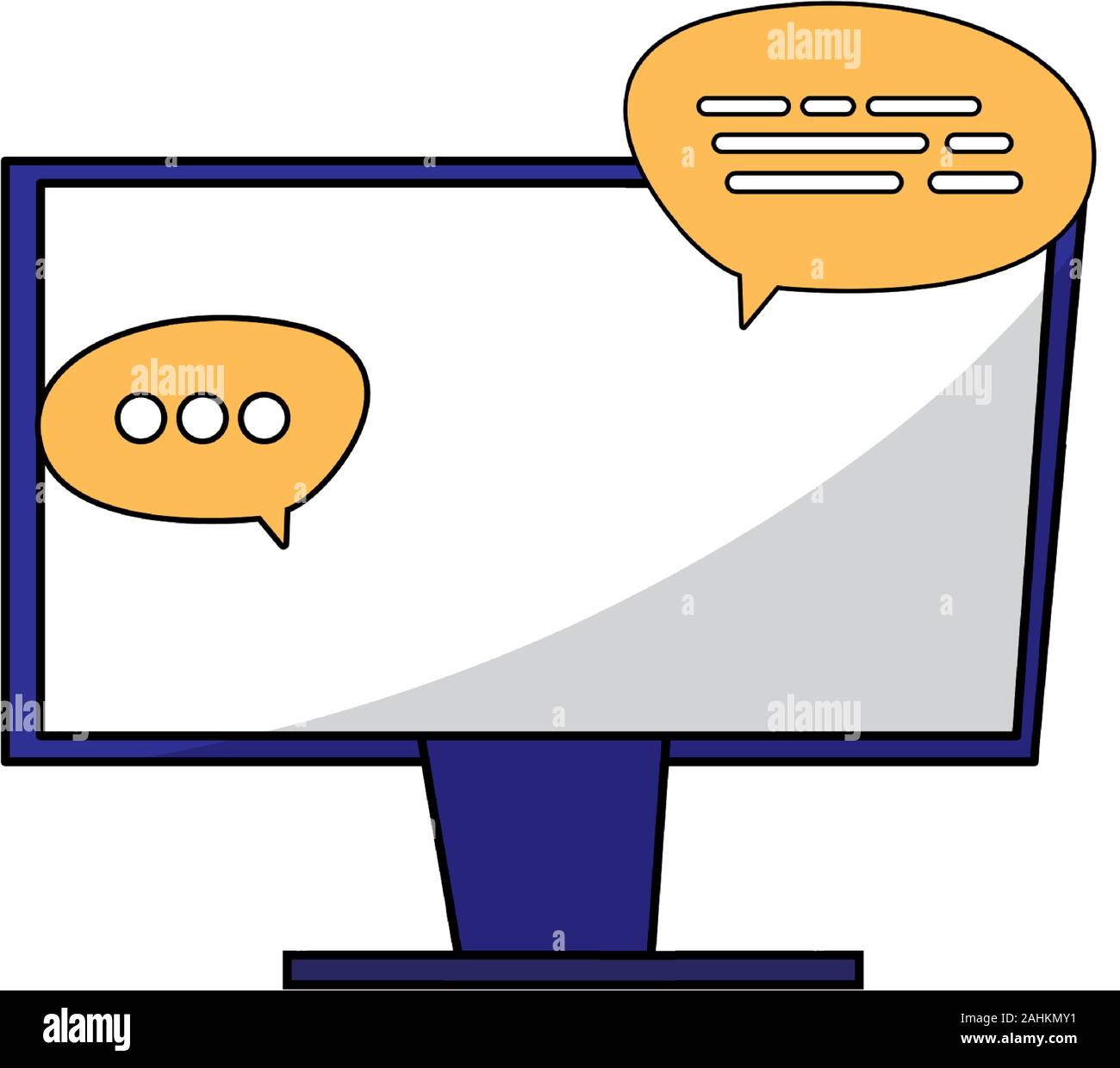 Computer and bubbles design, Digital technology communication social ...