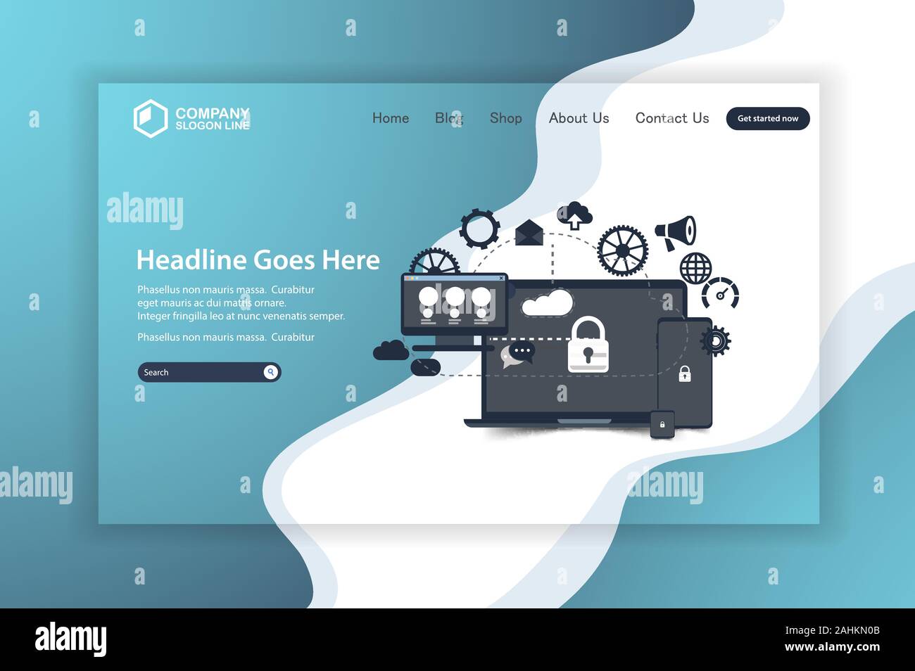 Flat Design Website Landing Page Vector Template Stock Vector Image ...