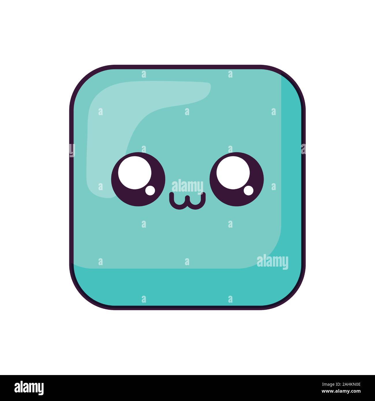 happy square cartoon design, Kawaii expression cute character funny and ...