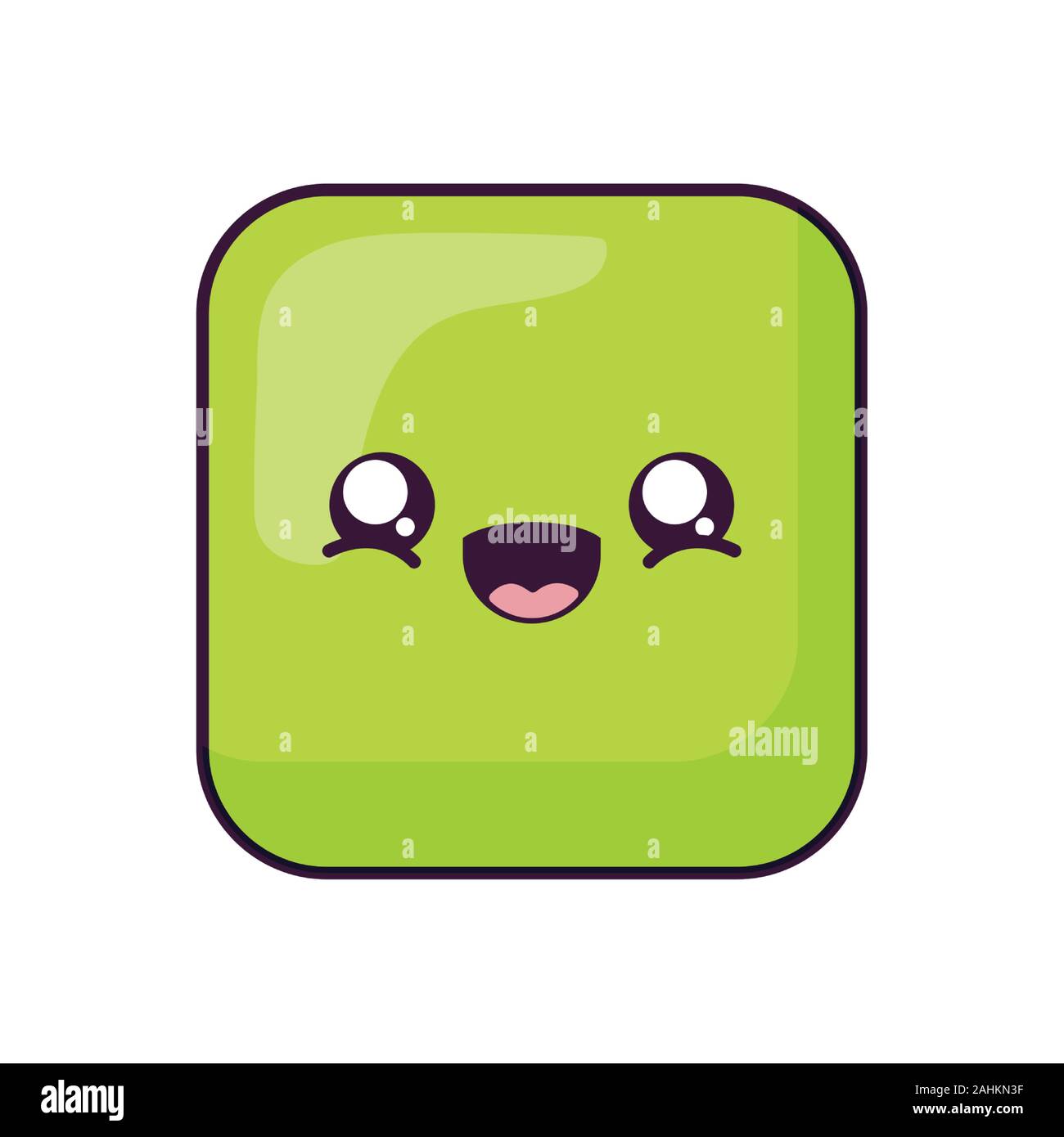 happy square cartoon design, Kawaii expression cute character funny and ...