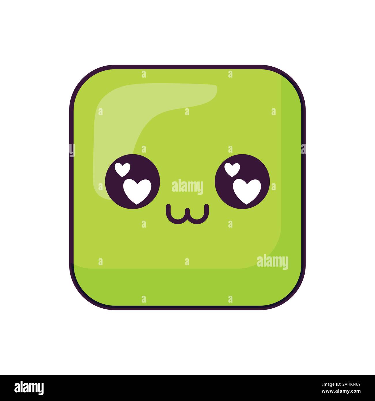 happy square cartoon design, Kawaii expression cute character funny and ...