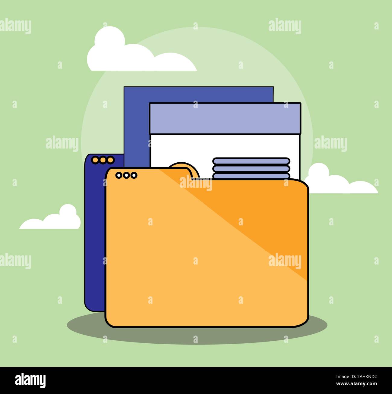File document and clouds design, Data archive storage organize business ...