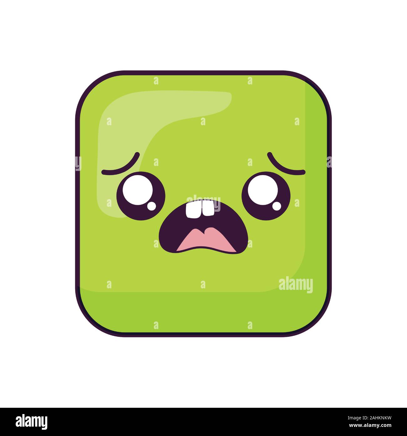 sad square cartoon design, Kawaii expression cute character funny and ...
