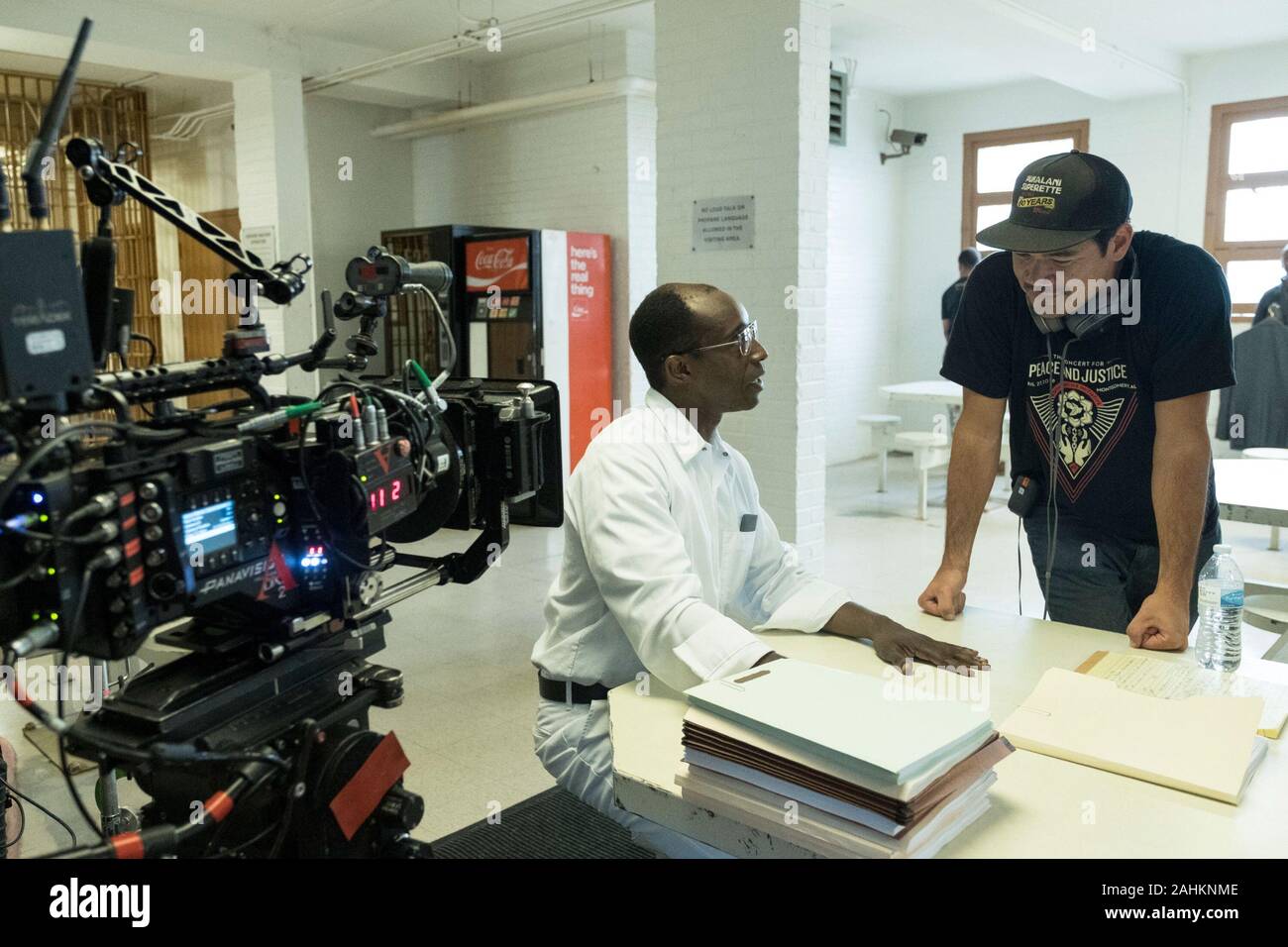 JUST MERCY, from left: Rob Morgan, director Destin Daniel Cretton, on-set, 2019. ph: Jake Giles ...
