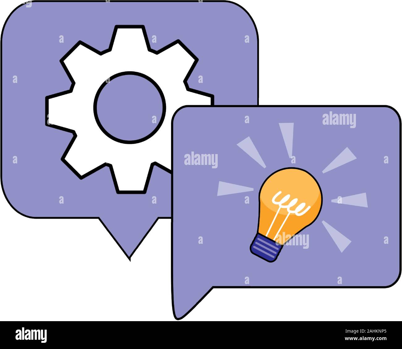 Gear and light bulb inside communication bubbles design, Message ...