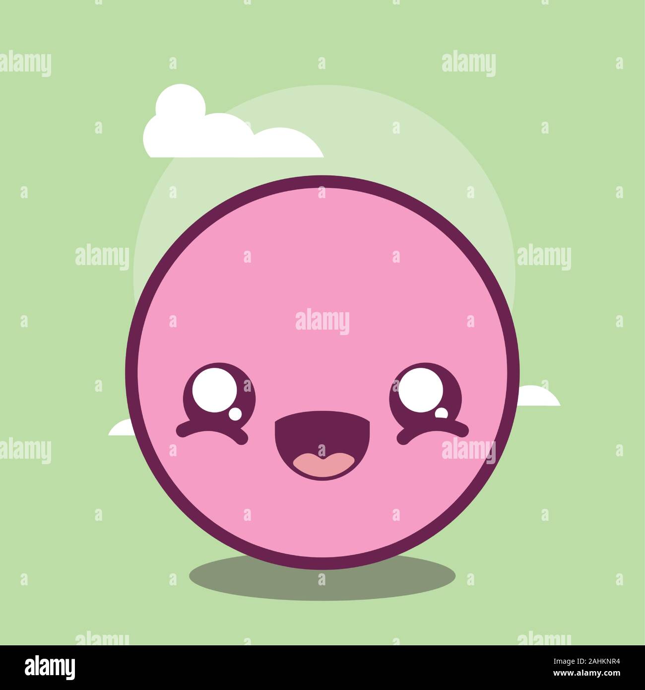 happy circle cartoon design, Kawaii expression cute character funny and ...