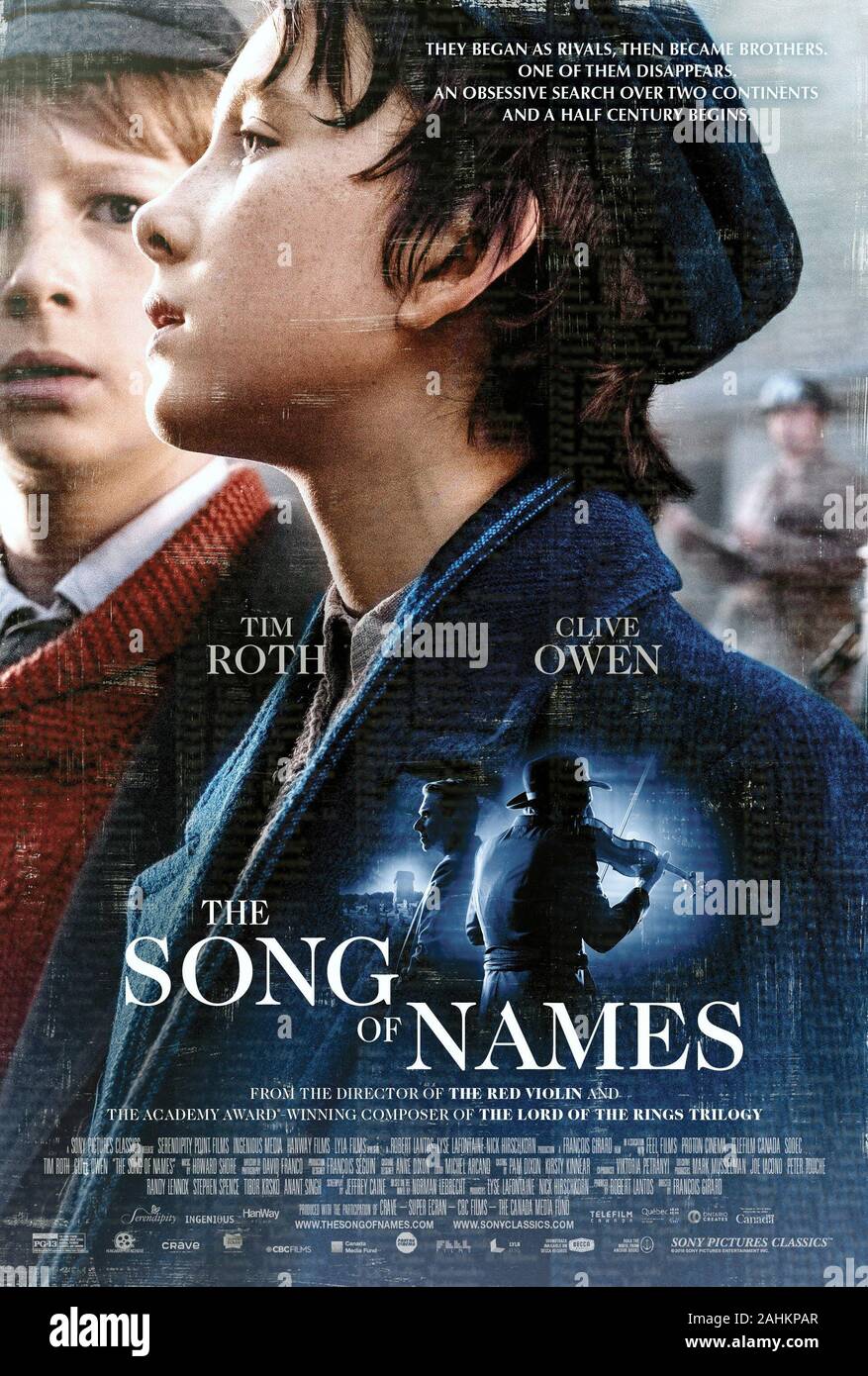 THE SONG OF NAMES, US poster, top from left: Misha Handley, Luke Doyle ...