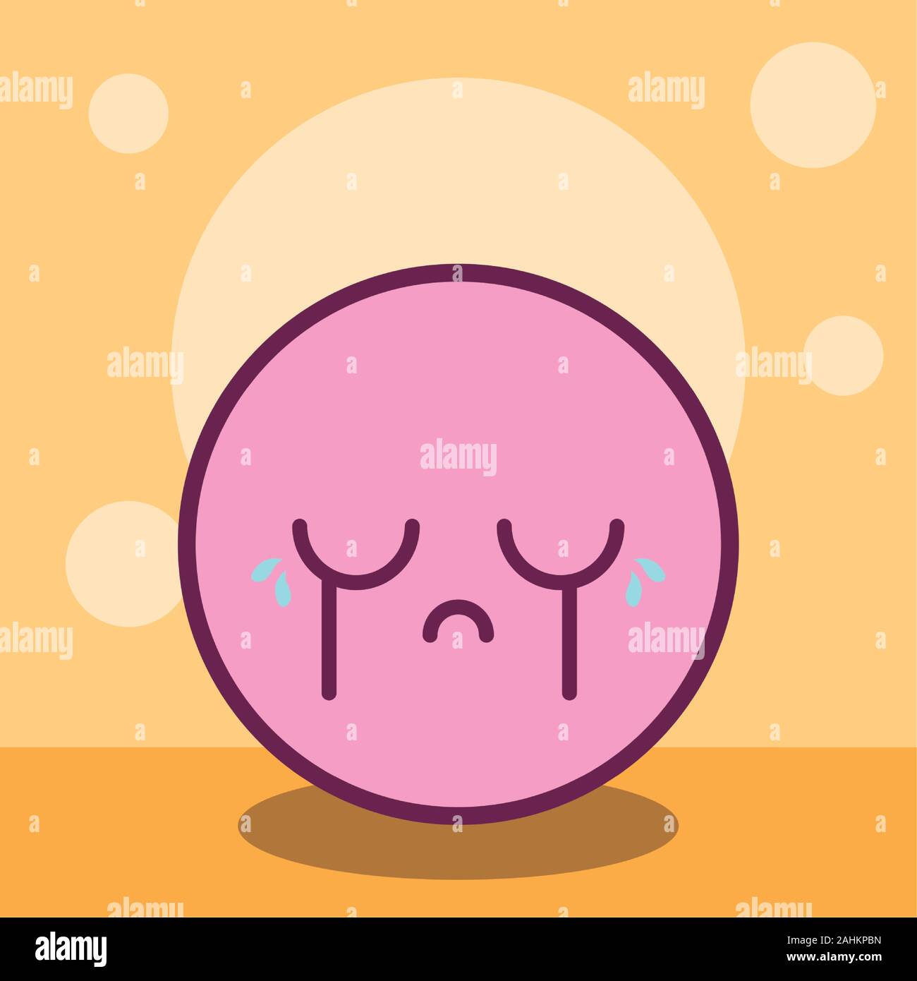 crying circle cartoon design, Kawaii expression cute character funny ...