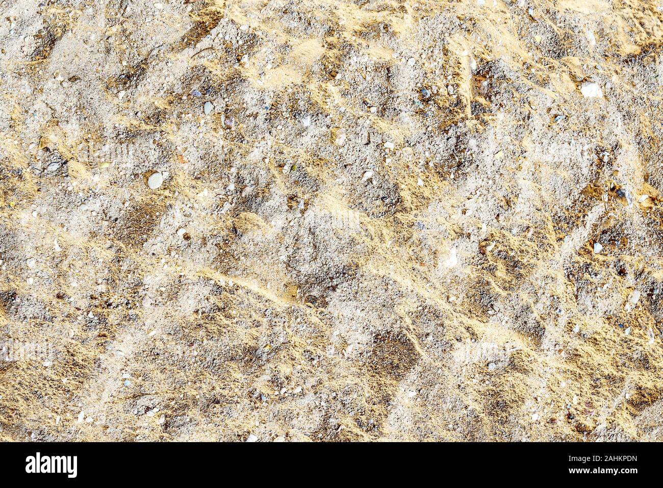 Detailed close up view on sandy ground and dirt textures in high ...