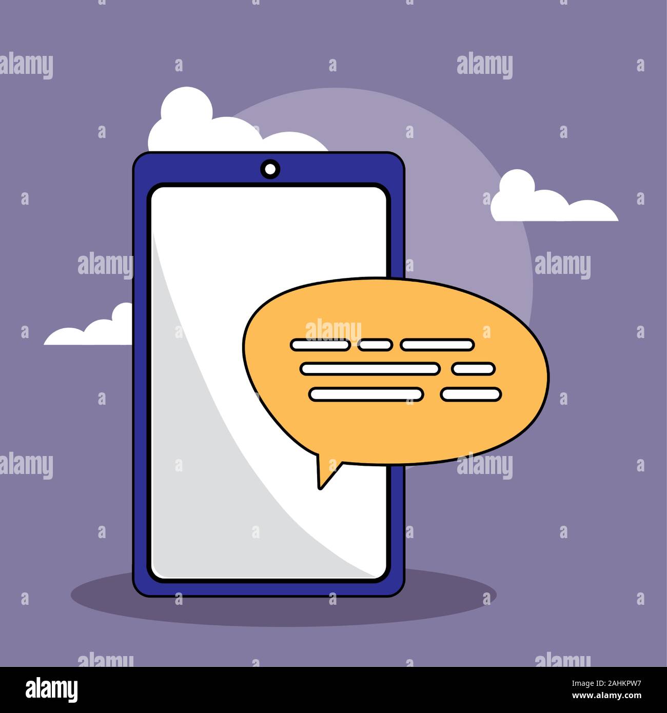 Smartphone and bubble design, Digital technology communication social ...