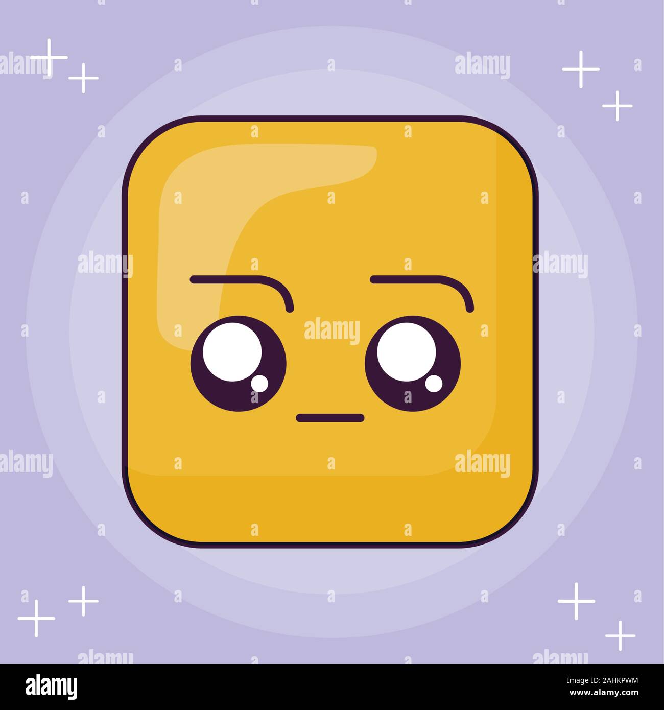 bored square cartoon design, Kawaii expression cute character funny and ...