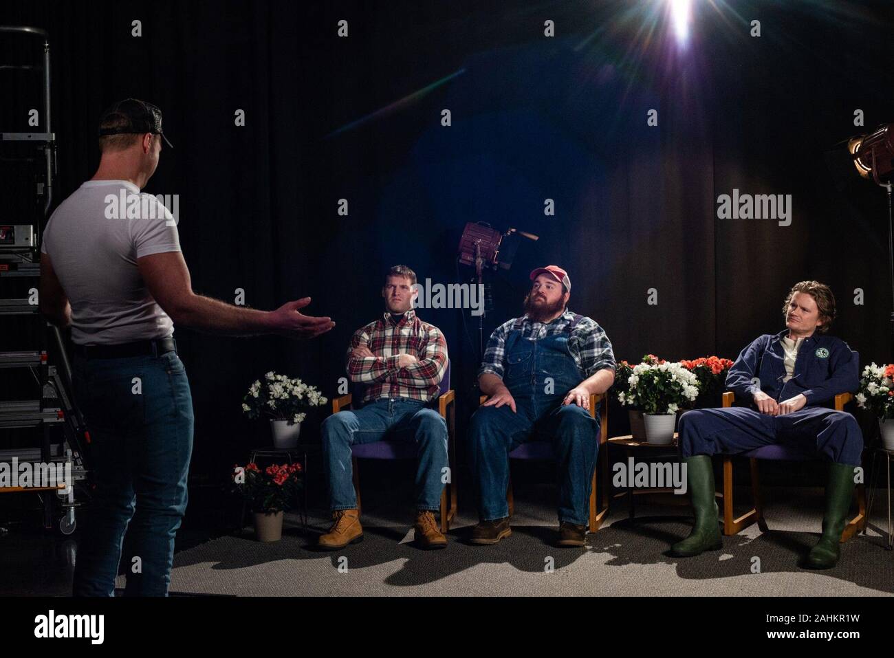 LETTERKENNY, from left: Dan Petronijevic (back to camera), Jared Keeso ...