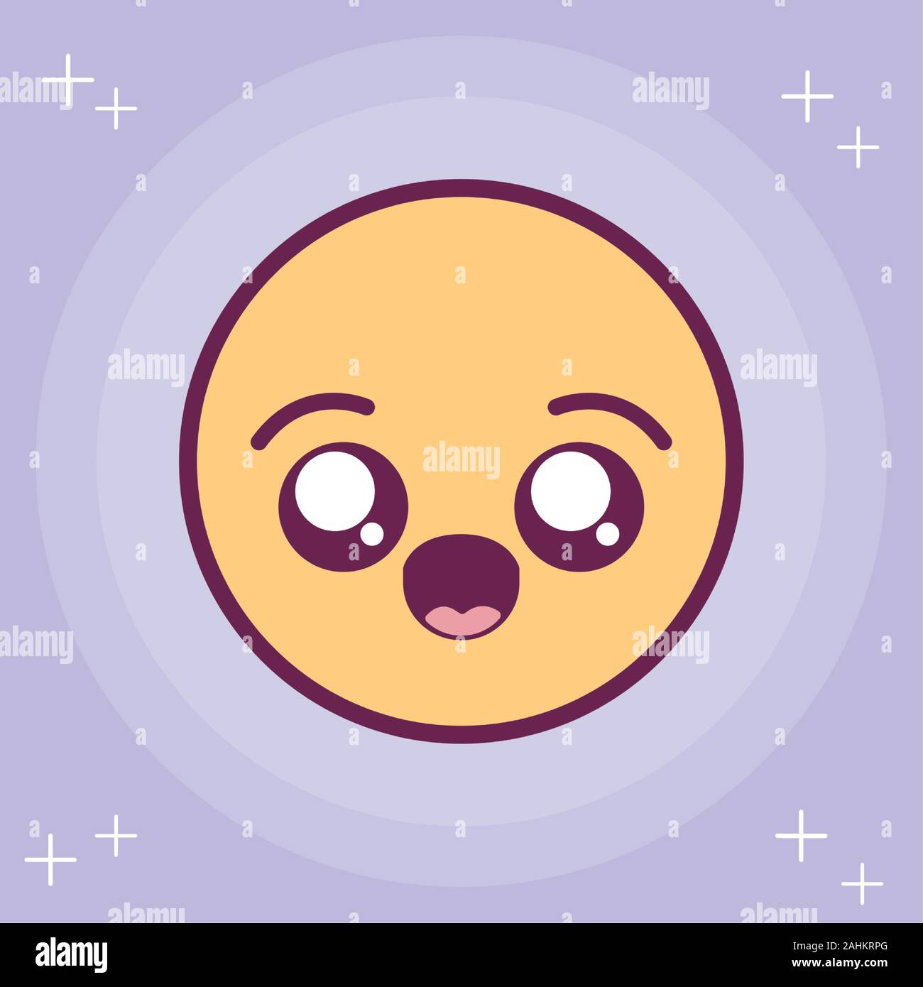 surprised circle cartoon design, Kawaii expression cute character funny ...