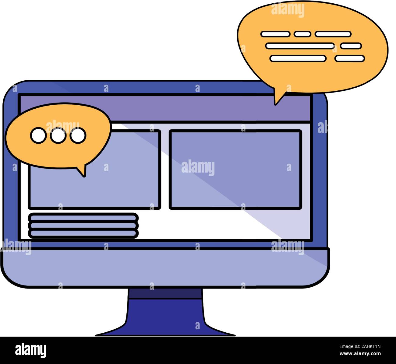 Computer and bubbles design, Digital technology communication social ...