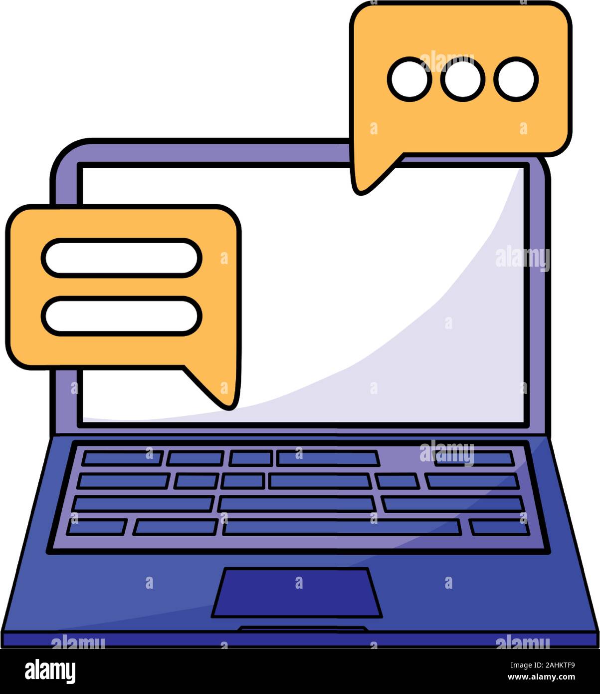 Laptop and bubbles design, Digital technology communication social ...