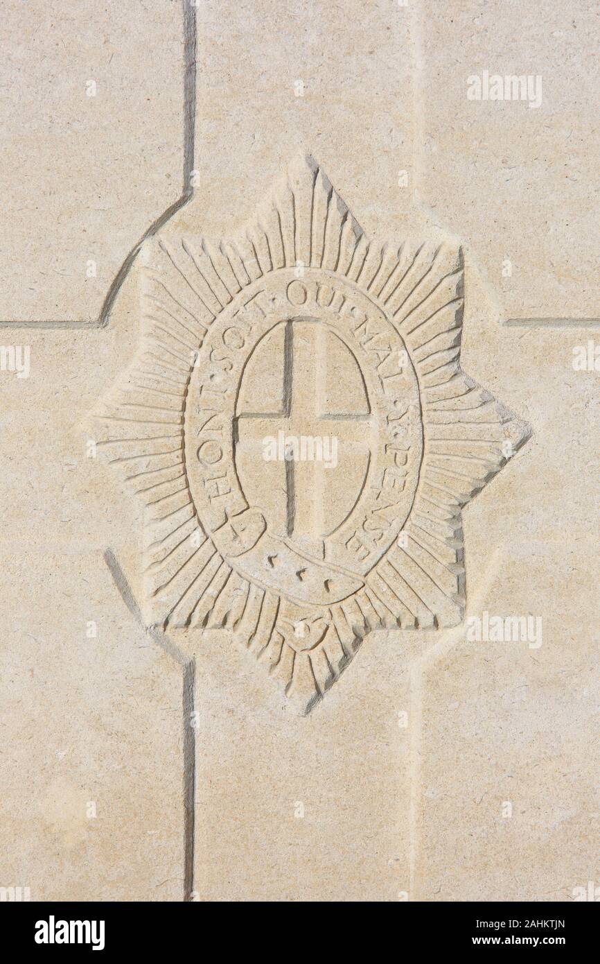 The Coldstream Guards (1650-present) regimental emblem on a World War I ...