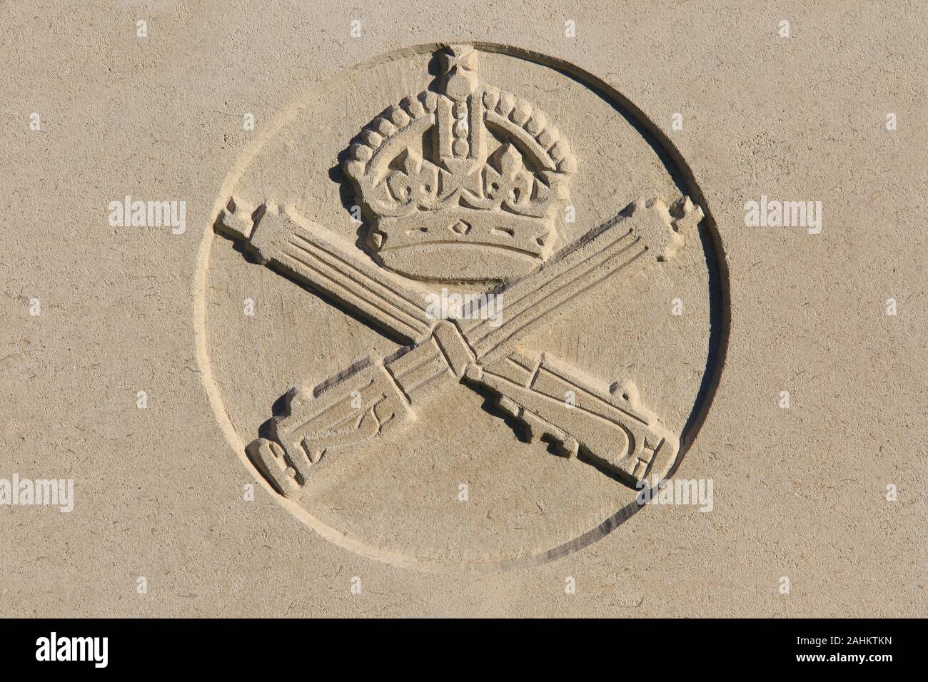 The Machine Gun Corps (1915-1922) regimental emblem on a World War I ...