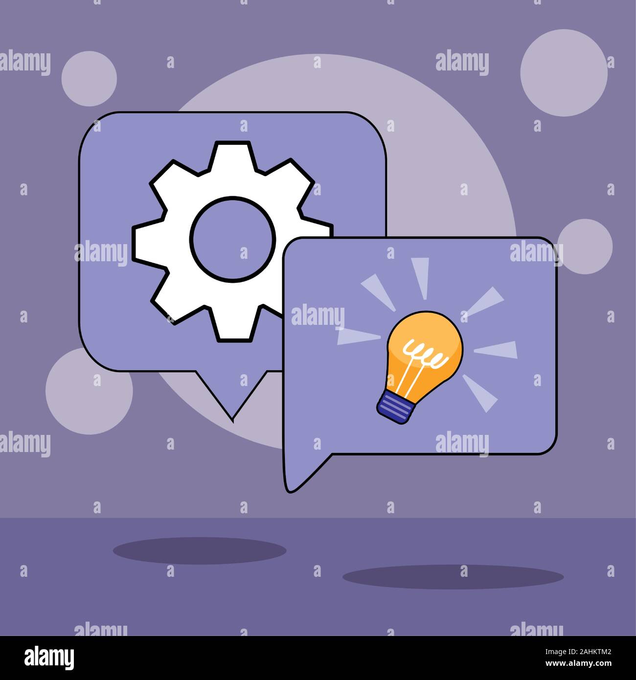 Gear and light bulb inside communication bubbles design, Message ...