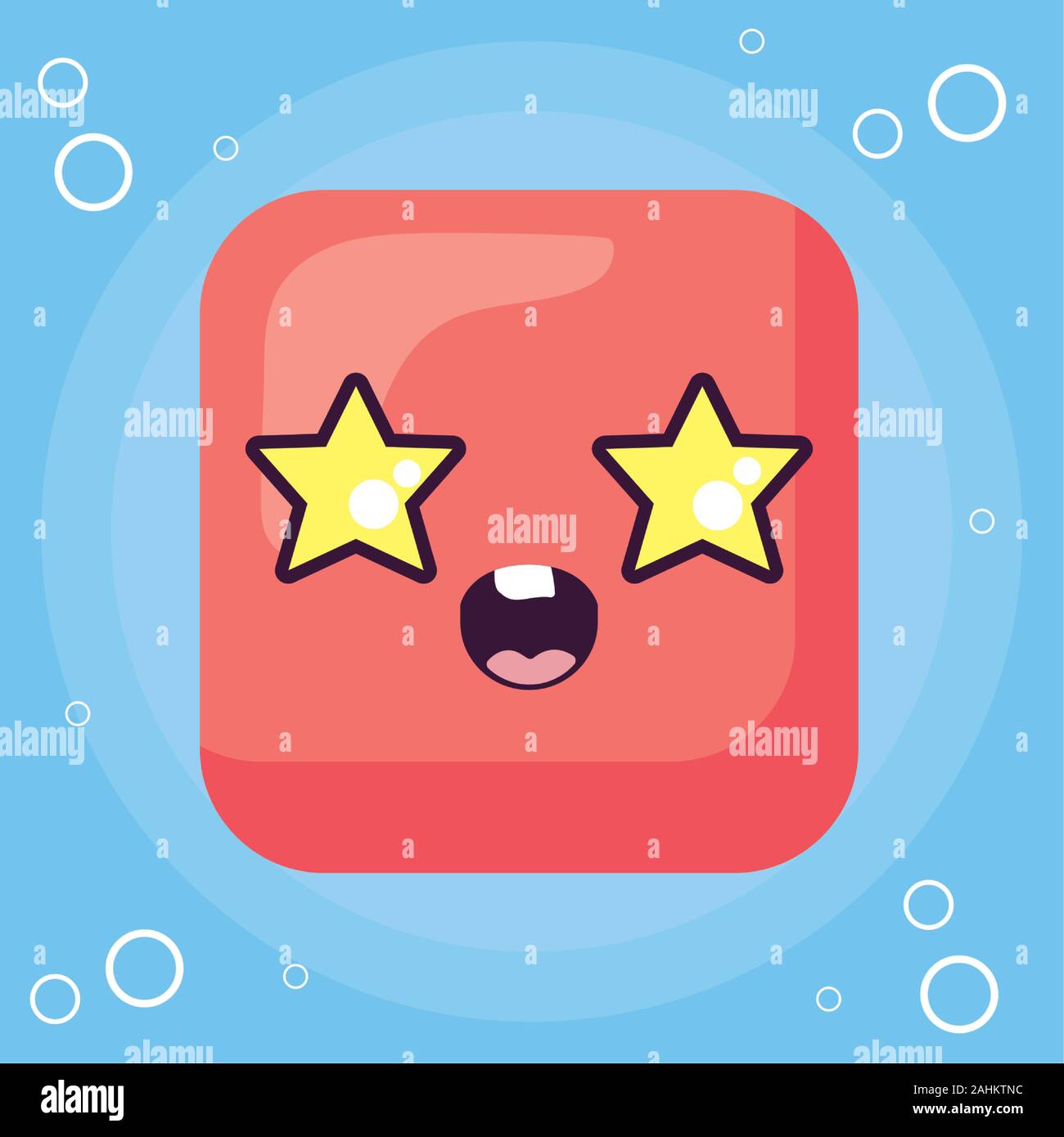 happy square cartoon design, Kawaii expression cute character funny and ...