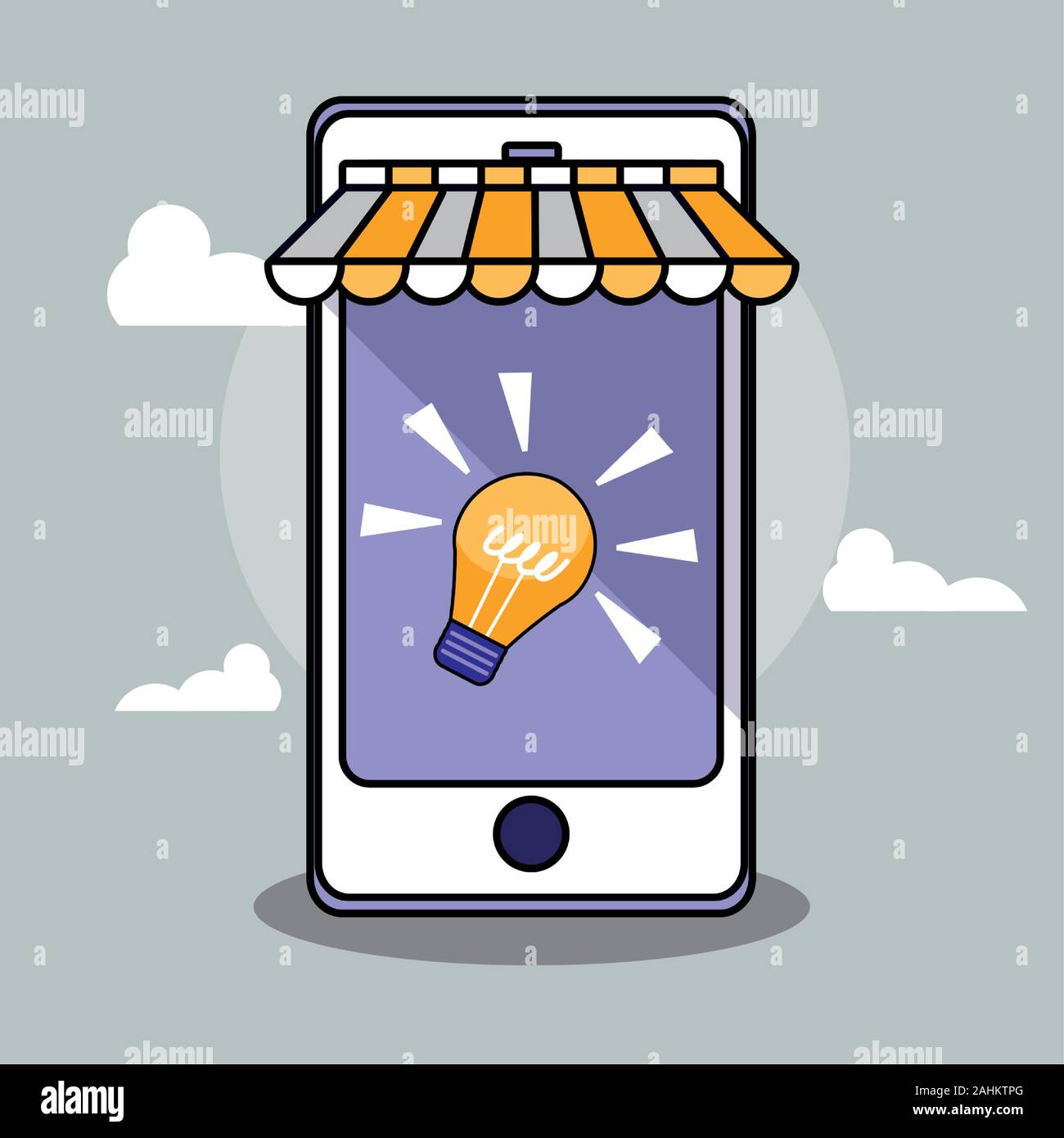 Smartphone and light bulb design, Digital technology communication ...