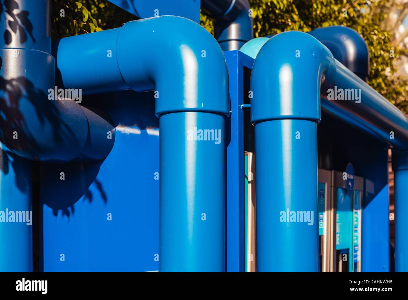Large blue plastic pipes to transport drinking water Stock Photo - Alamy