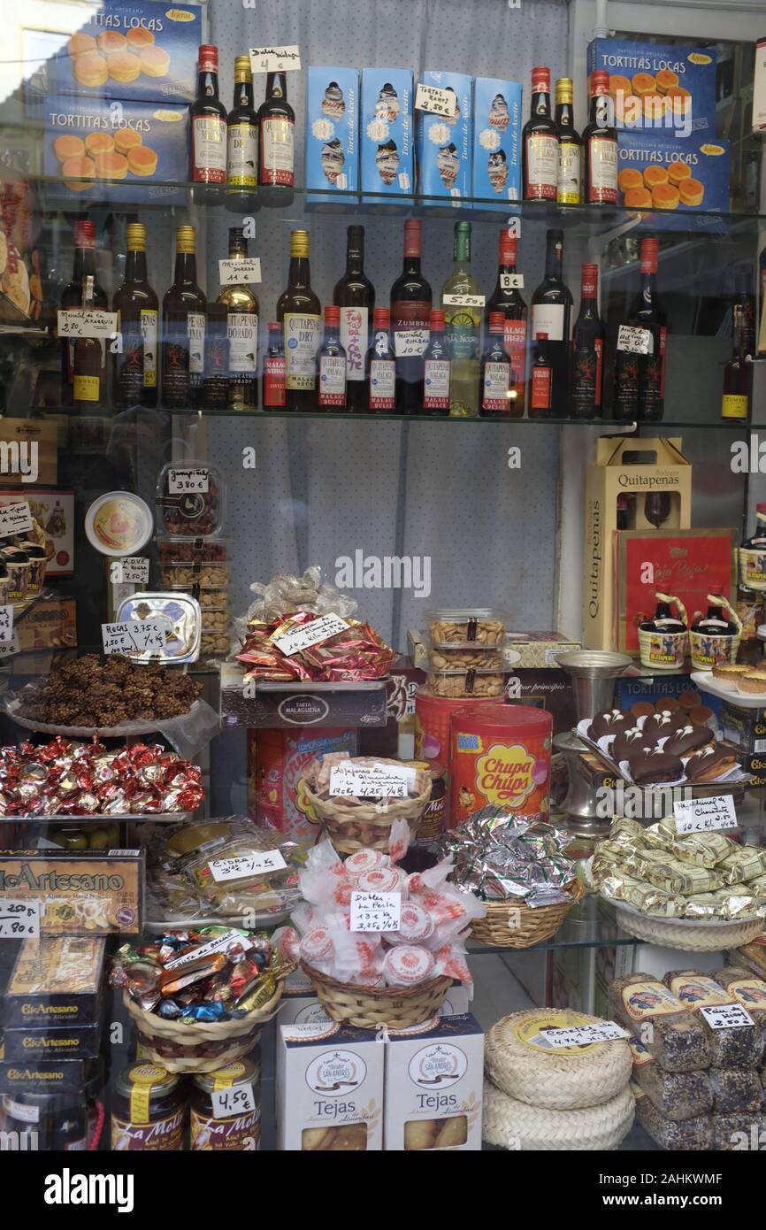traditional grocers shop window in Malaga, Spain Stock Photo - Alamy