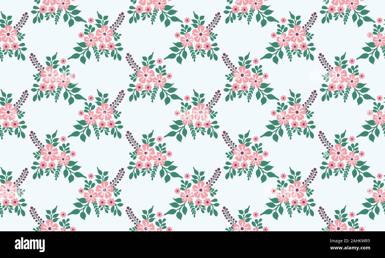 Seamless valentine flower pattern background, with leaf and beautiful ...